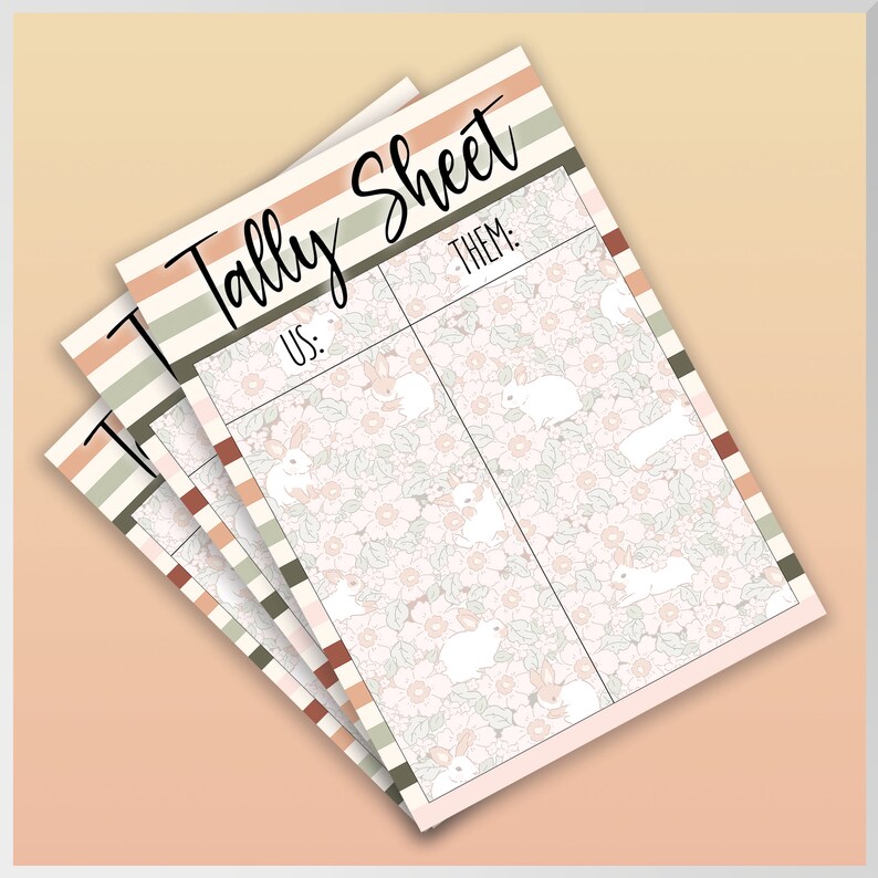 Spring Bunco Score Card, Tally Sheet & 8 Table Cards, Bunnies - Etsy Canada