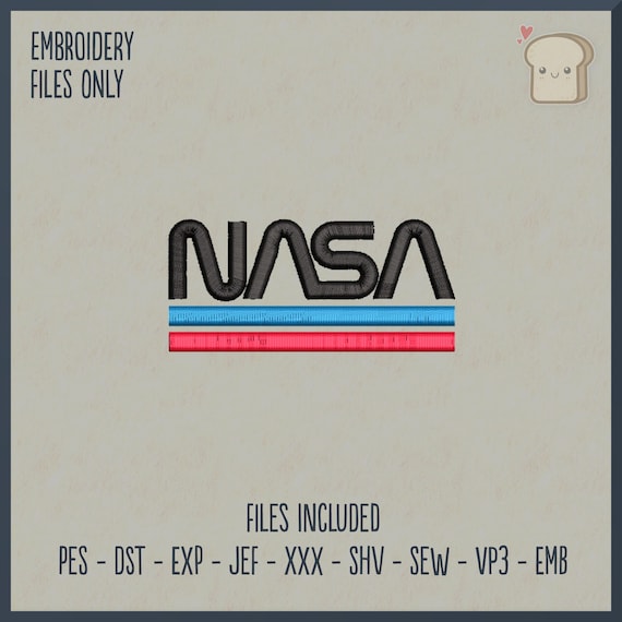 NASA Text Embroidery File Space Design Circle Stars - Etsy