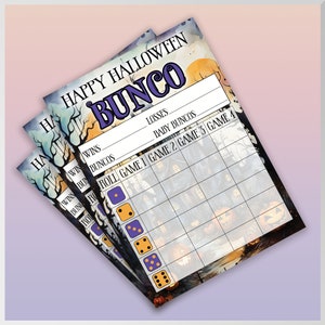 Halloween Bunco Score Card, Tally Sheet & 8 Table Cards, October Bunco ...