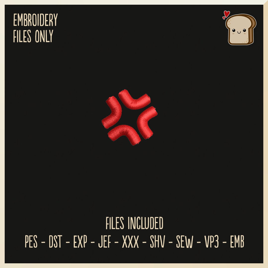 Anime Mad Mark - Embroidery File, Hat Hoop, Angry Anime, Mad Stitch ...