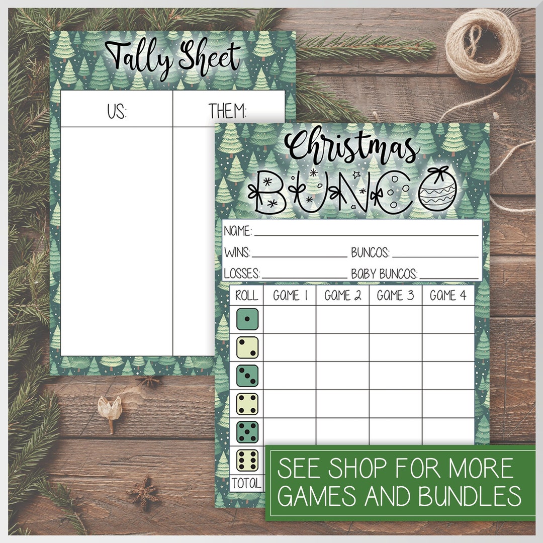 Christmas Bunco Score Card + Tally Sheet, Pine Trees - Etsy