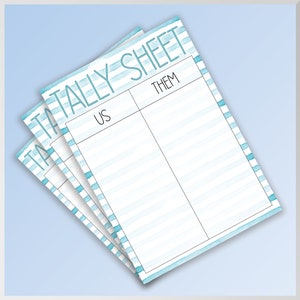 Bunco Score Card, Tally Sheet & 8 Table Cards, Blue Lines - Etsy
