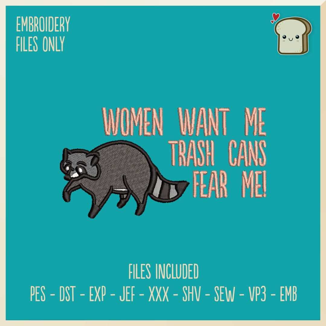 Fear the Trash Panda Raccoon - Embroidery File, Raccoon, Ugly Cute ...