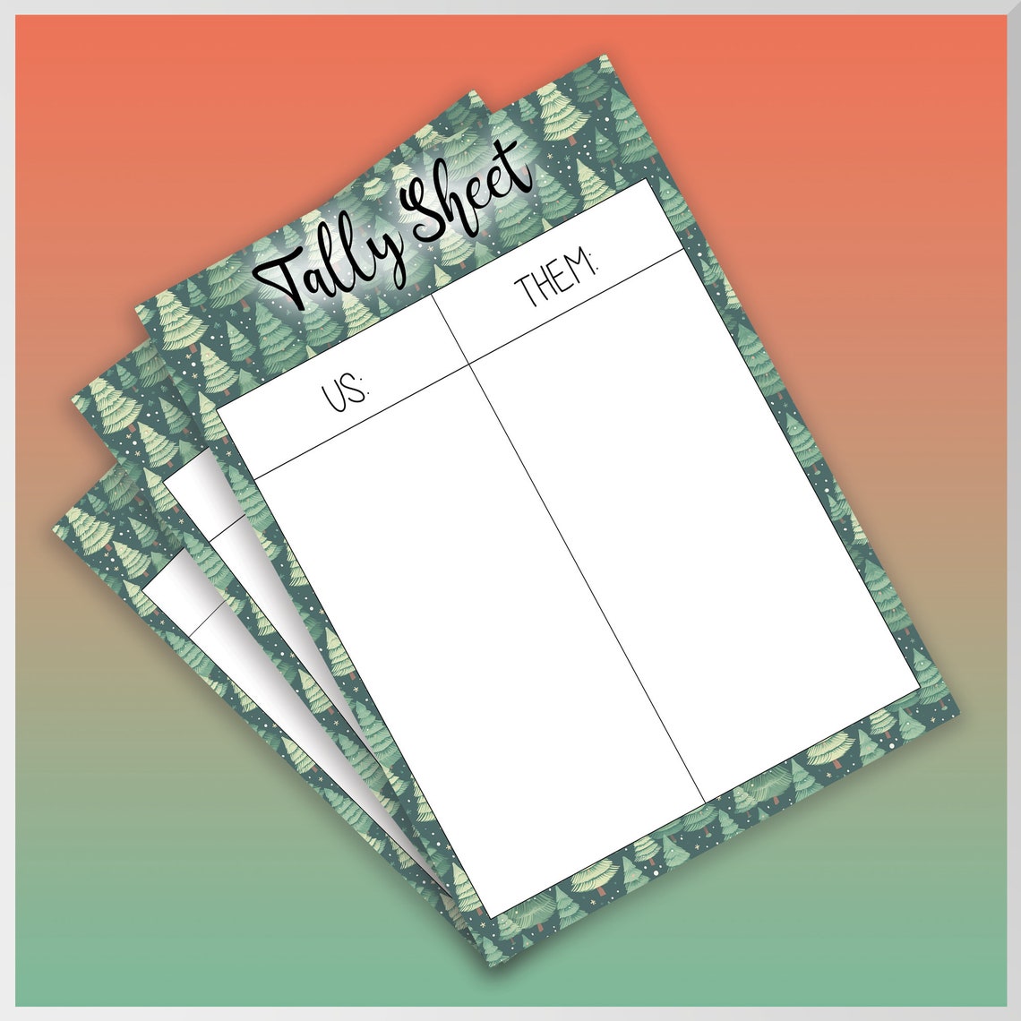 Christmas Bunco Score Card + Tally Sheet, Pine Trees - Etsy
