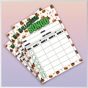 Halloween Bunco Score Card, Tally Sheet & 8 Table Cards, October Bunco ...