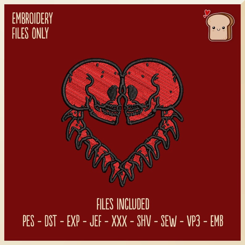 Skull Spine Heart - Embroidery File, 4x4 Hoop, Gift, Hobby, Decorative ...