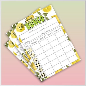 Let's Play Bunco Score Card, Tally Sheet + 8 Table Cards, Lemons - Etsy