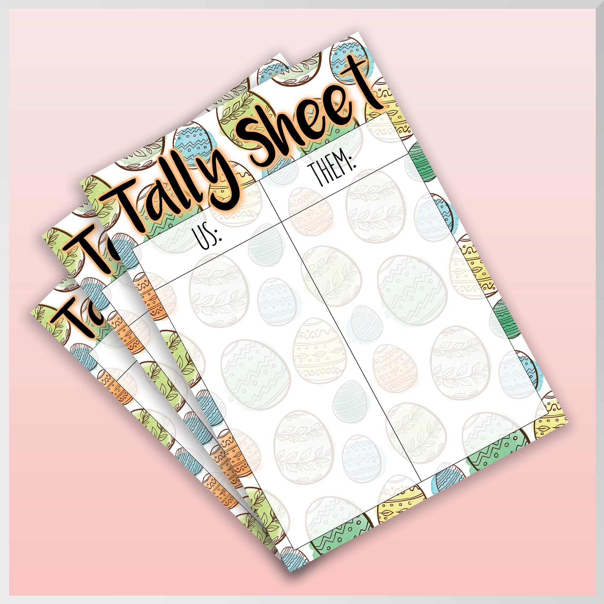 Easter Egg Bunco Score Card, Tally Sheet & 8 Table Cards, Watercolor ...