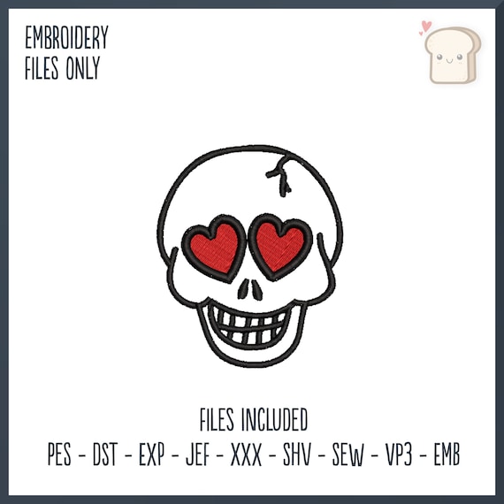 Skull Heart Eyes Embroidery File 4x4 Hoop Gift Hobby - Etsy UK