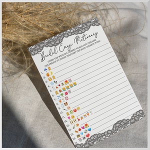 Bridal Emoji Pictionary, Bridal Shower Game, Classic Lace Border - Etsy