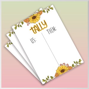 Sunflower Summertime Bunco Score Card, Tally Sheet + 8 Table Cards - Etsy