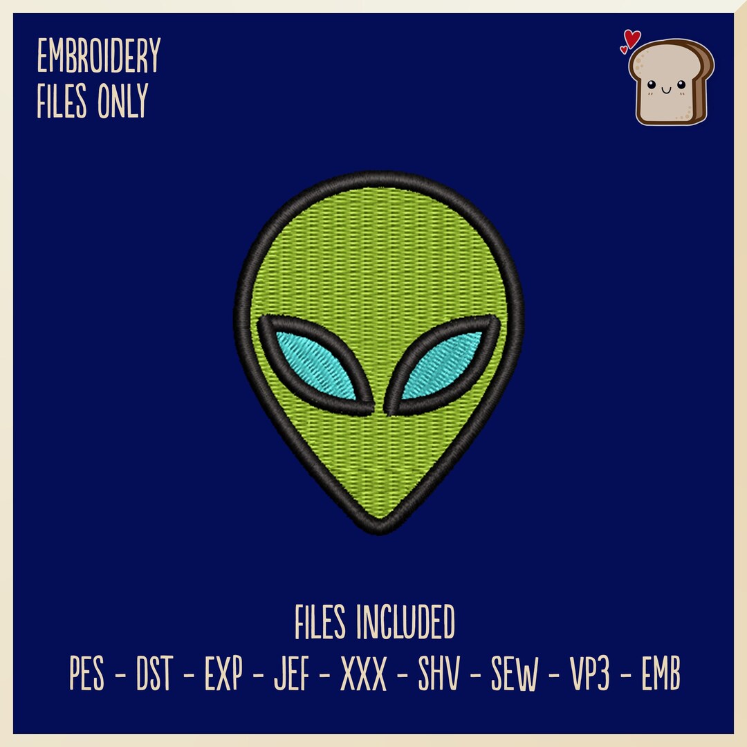 Classic Alien Head - Embroidery File, 4x4 Hoop, Hat Embroidery, Gift ...