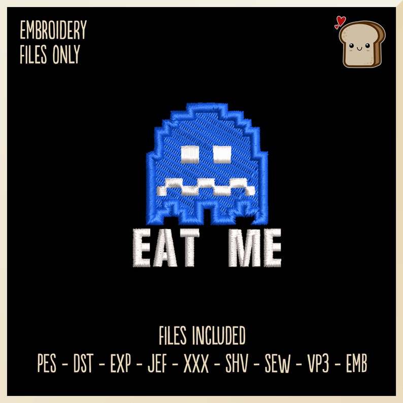 Eat Me Blue Ghost Embroidery File Pixel Ghost Hat - Etsy