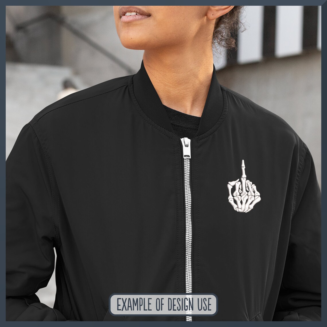 Skeletal Middle Finger Text Embroidery File 4x4 Hoop Gift - Etsy