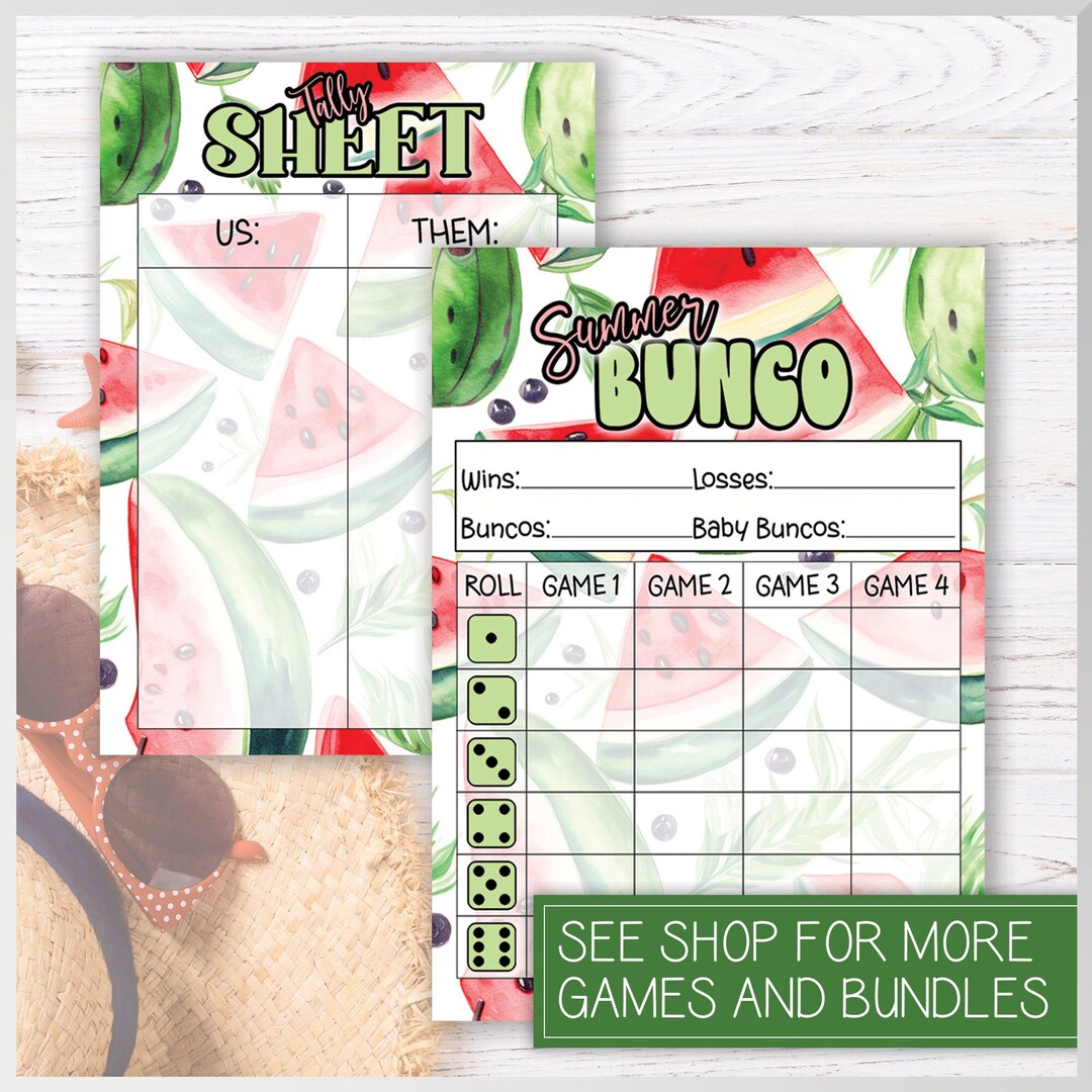 Watermelon Summer Bunco Score Card Tally Sheet - Etsy