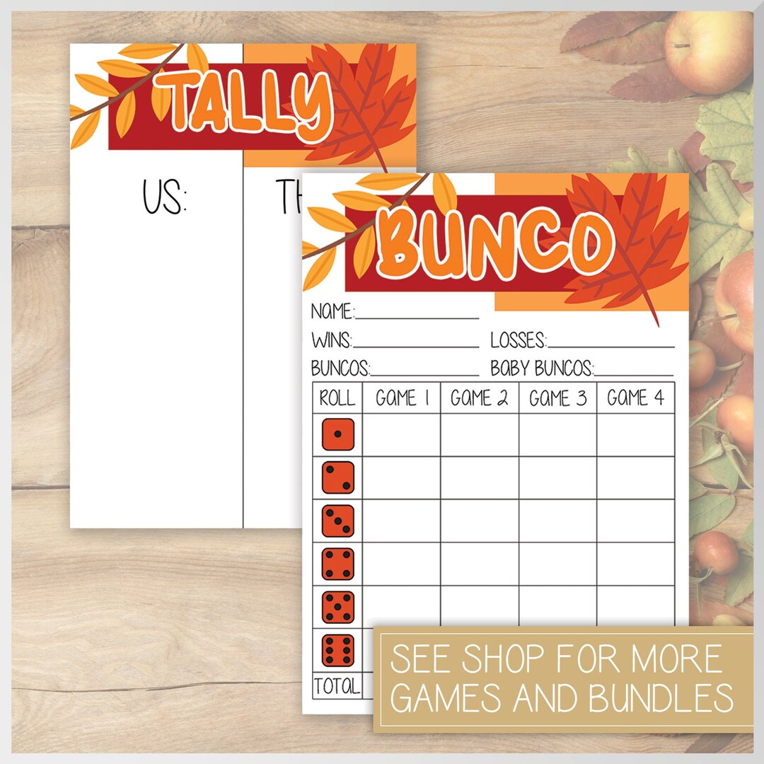Fall Bunco Score Card + Tally Sheet - Etsy