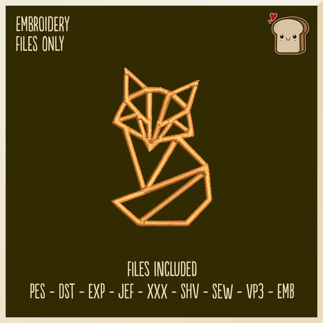 Geo Fox - Embroidery File, 4x4 Hoop, Gift, Hobby, Decorative, Geometric ...