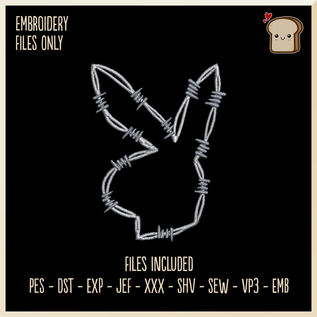 Playmate Bunny Barbwire Embroidery File, 4x4 Hoop, Gift, Hobby ...
