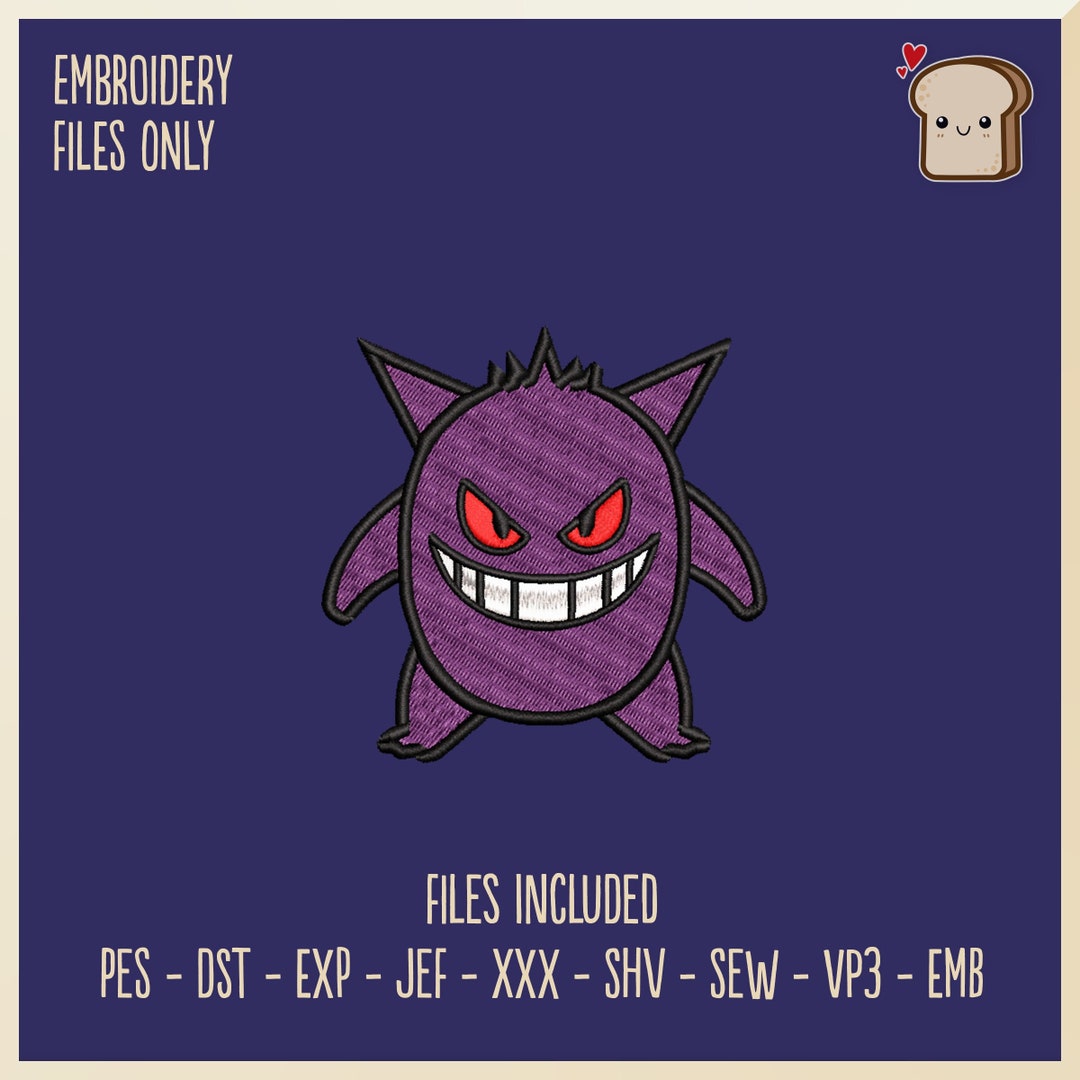 Gengar Ghost Type - Embroidery File - Etsy