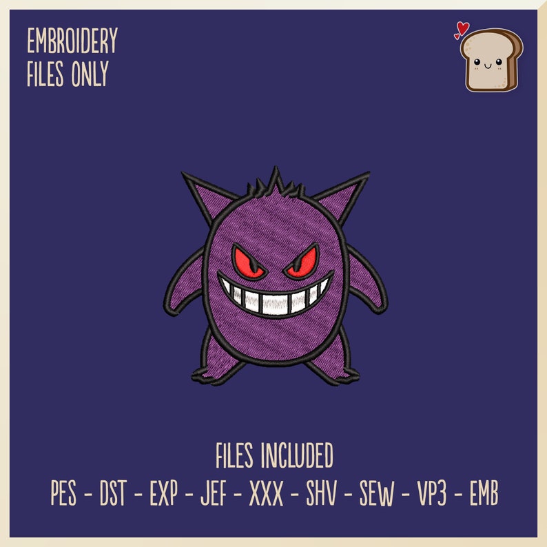 Gengar Ghost Type Embroidery File - Etsy