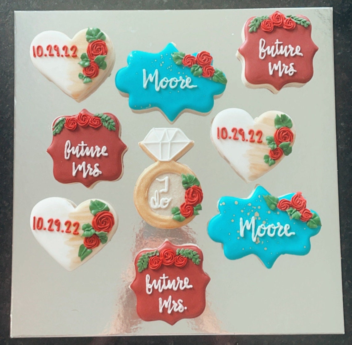 Bridal Shower | Wedding | Sugar Cookies | Floral Wedding | Maroon ...