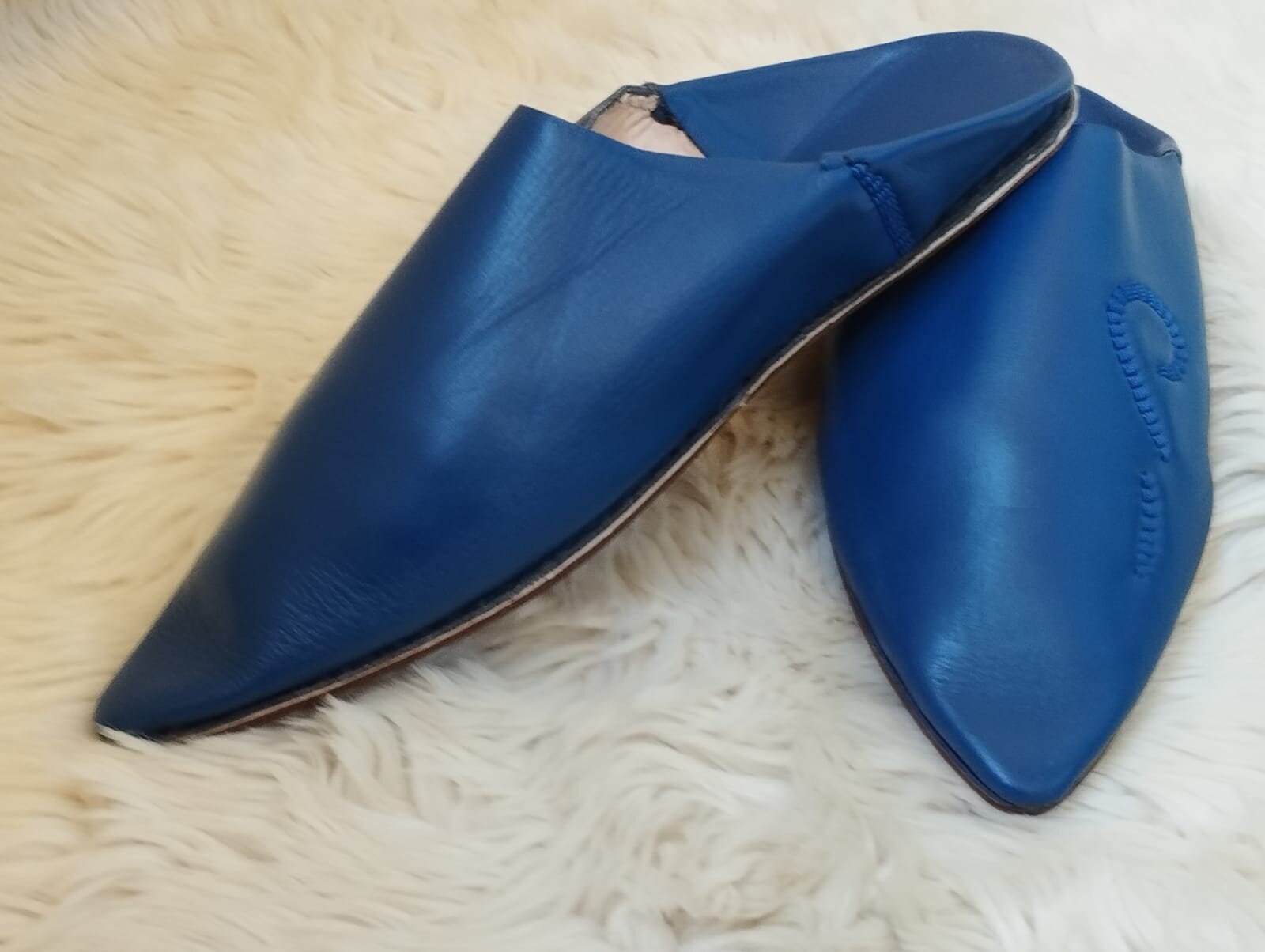 100% Leather Moroccan Slippers Men's Leather Handmade Babouche ...