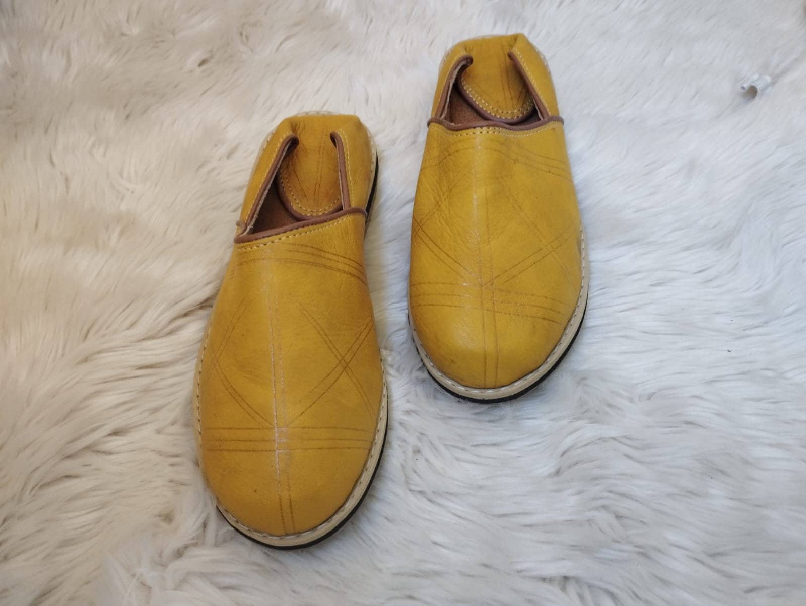 Moroccan Slippers for Men Leather Handmade Babouche Sheepskin Slippers ...