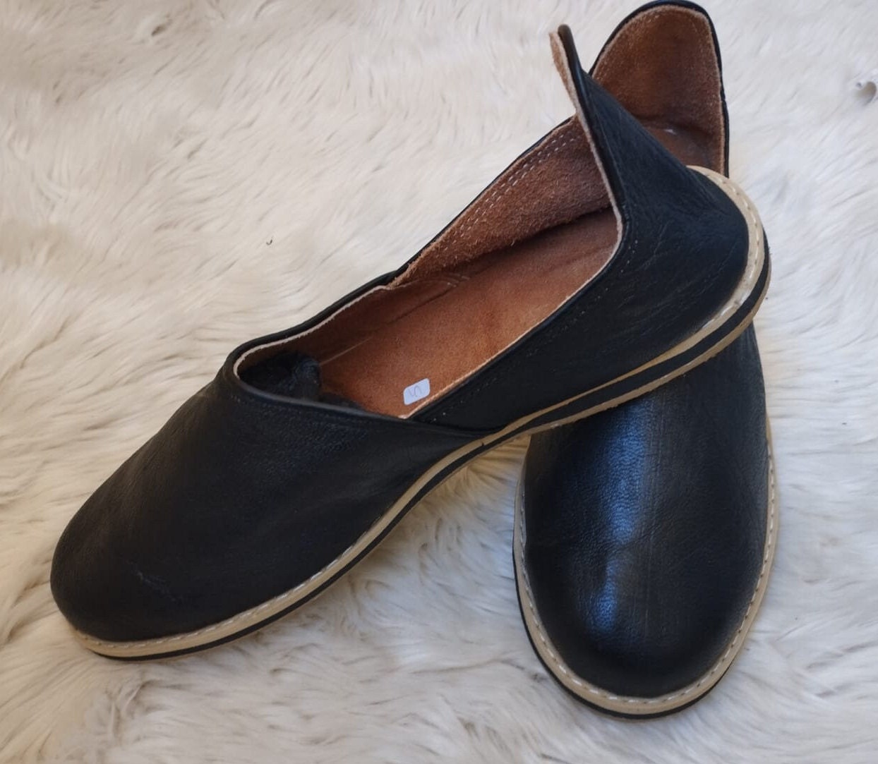 Moroccan Slippers for Men Leather Handmade Babouche Sheepskin Slippers ...