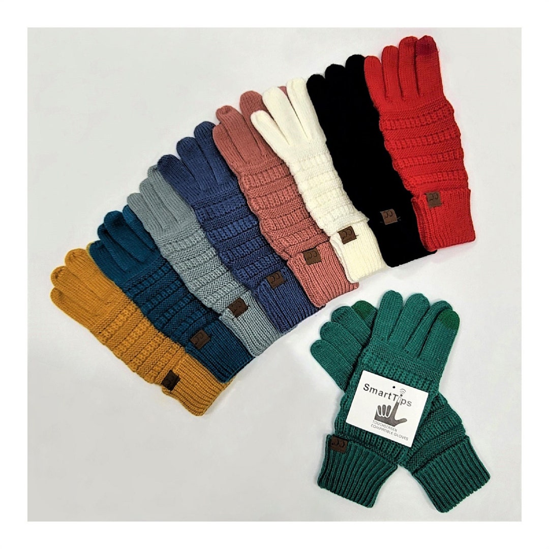 Touch Screen Compatible Winter Knit Gloves Smart Tips, Women's & Teen ...