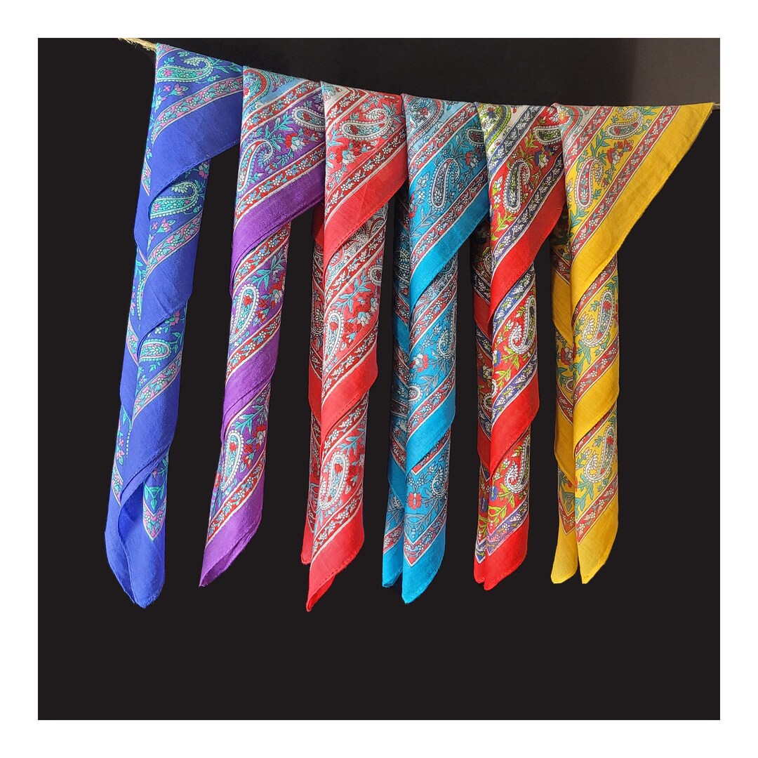 Set2 PCS 100% Cotton Scarf, Bandana Hand Painted Kerchief, Hair Scarf ...