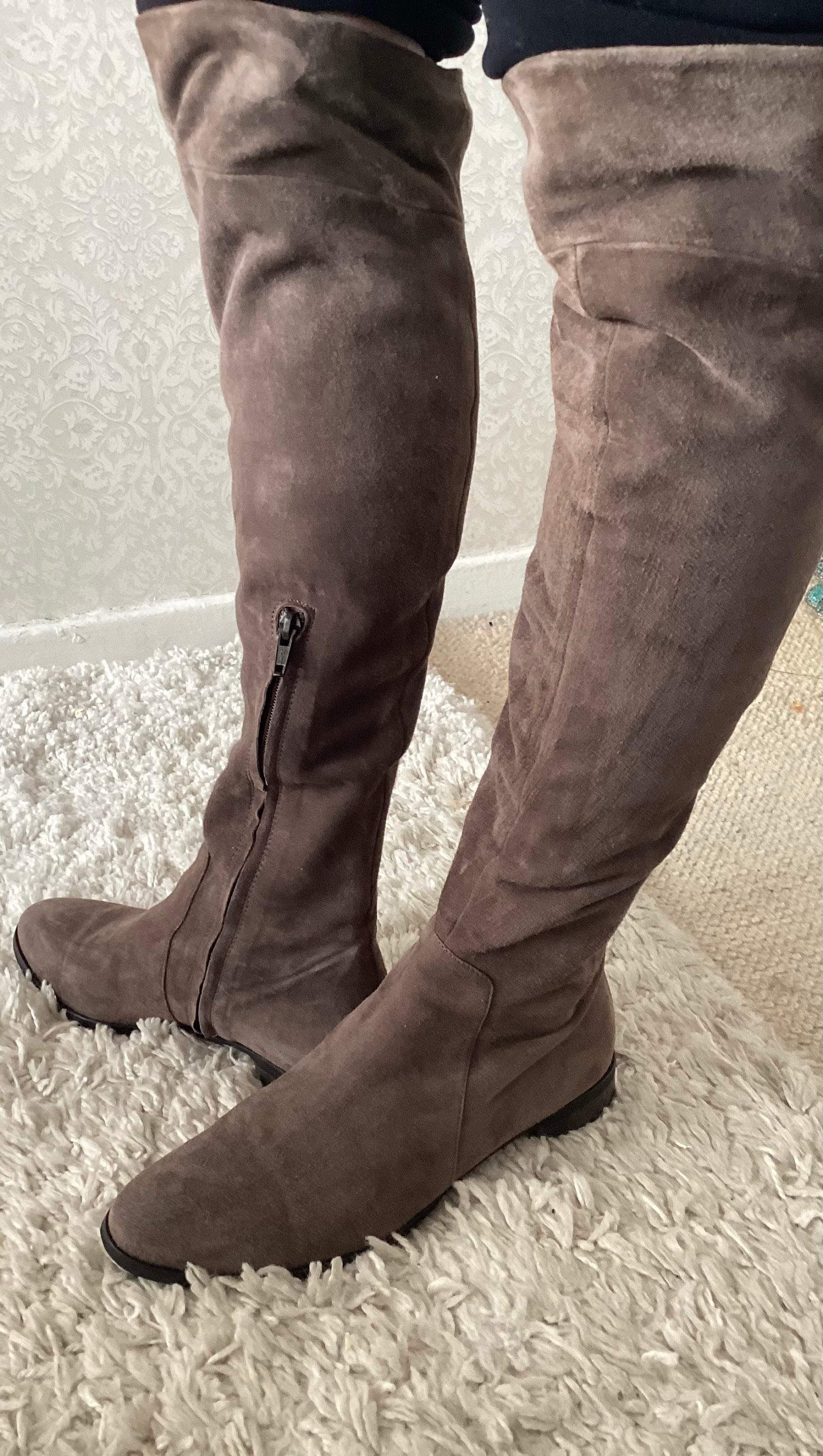 Pied A Terre Brown Suade Knee High Boots - Etsy