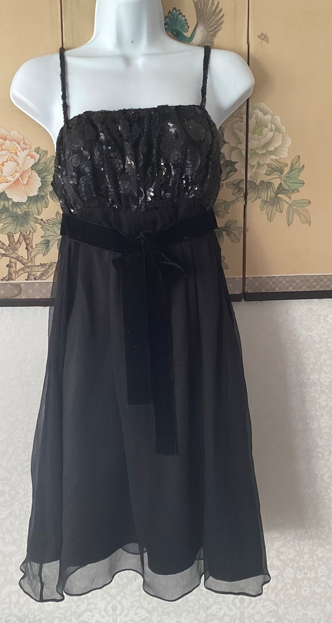 Sequin Swirl Silk Black Evening/cocktail Dress - Etsy