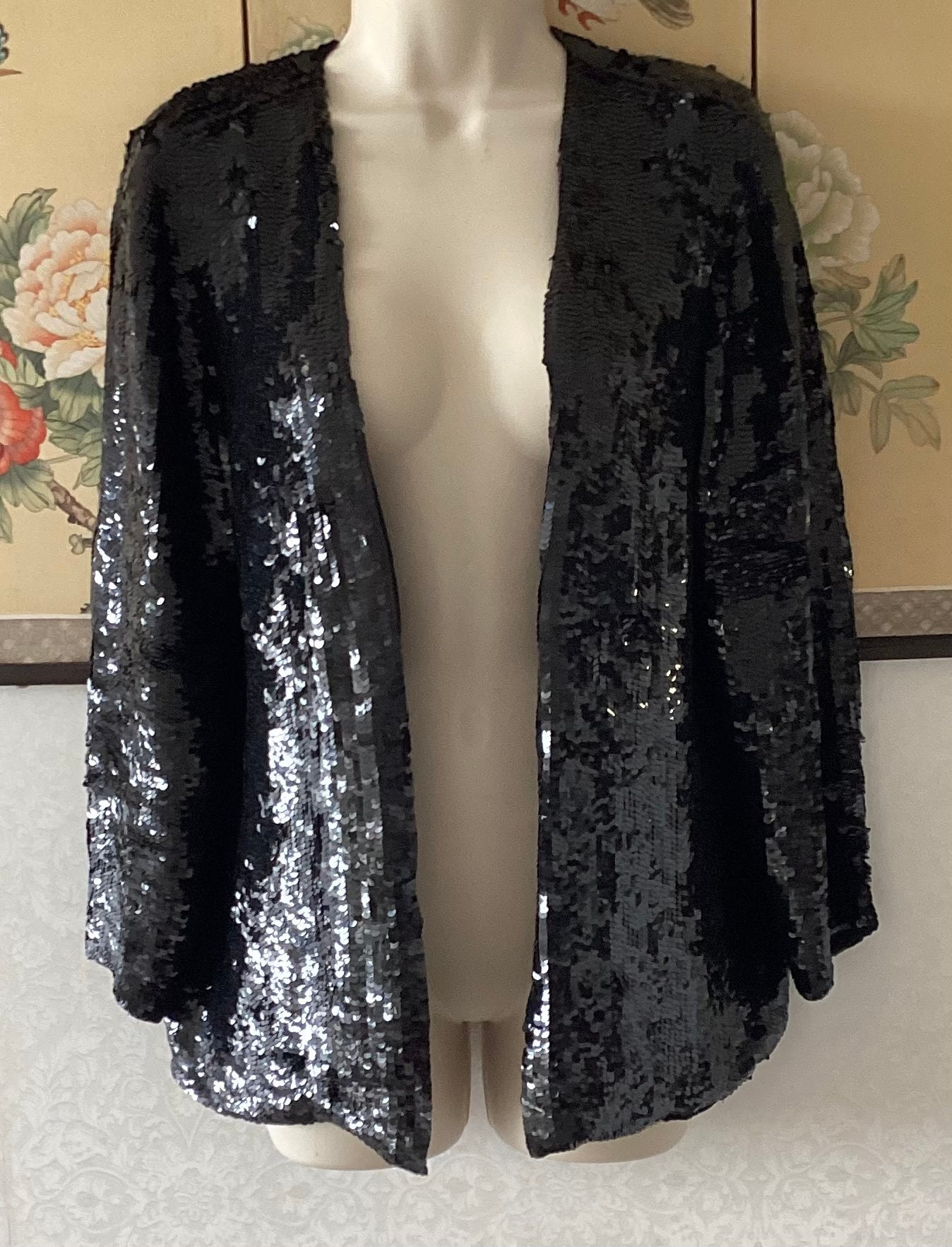 Black Sequin Shimmer Evening Jacket - Etsy