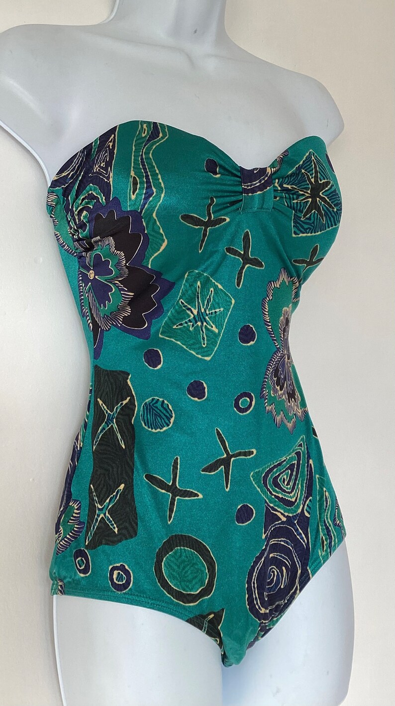 Vintage Green Low Cut Bathing Suit Etsy