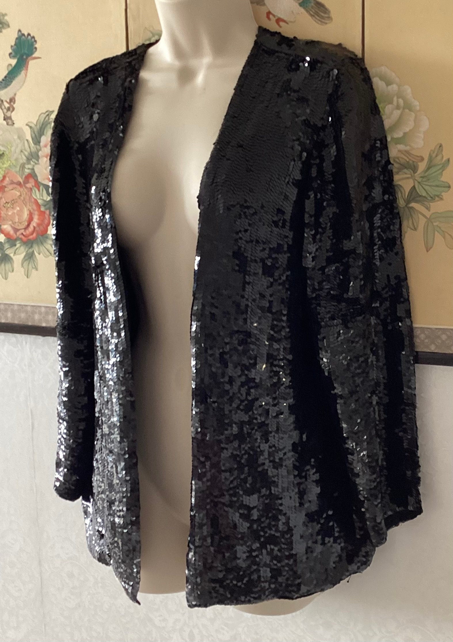 Black Sequin Shimmer Evening Jacket - Etsy