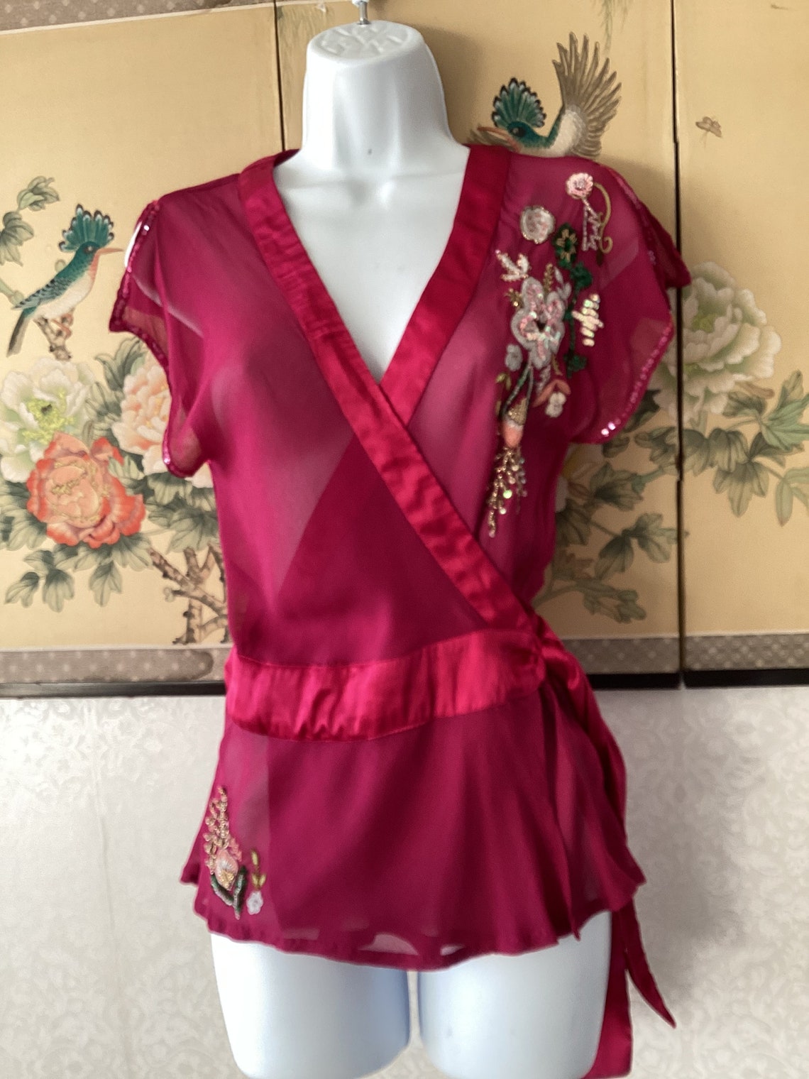 Vintage Jane Norman Red Wrap Top - Etsy