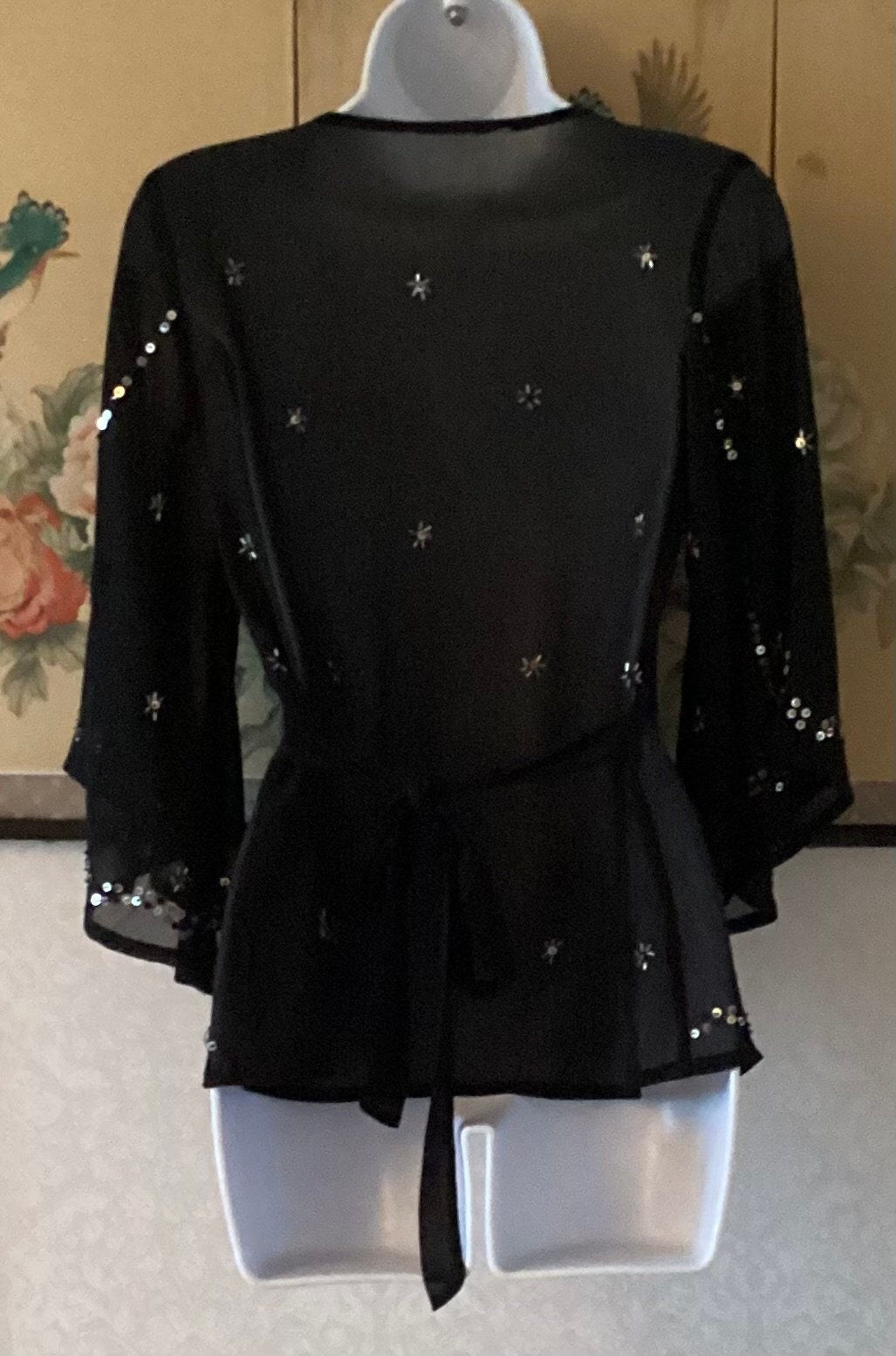 Silver Sequin Black Sheer Top - Etsy