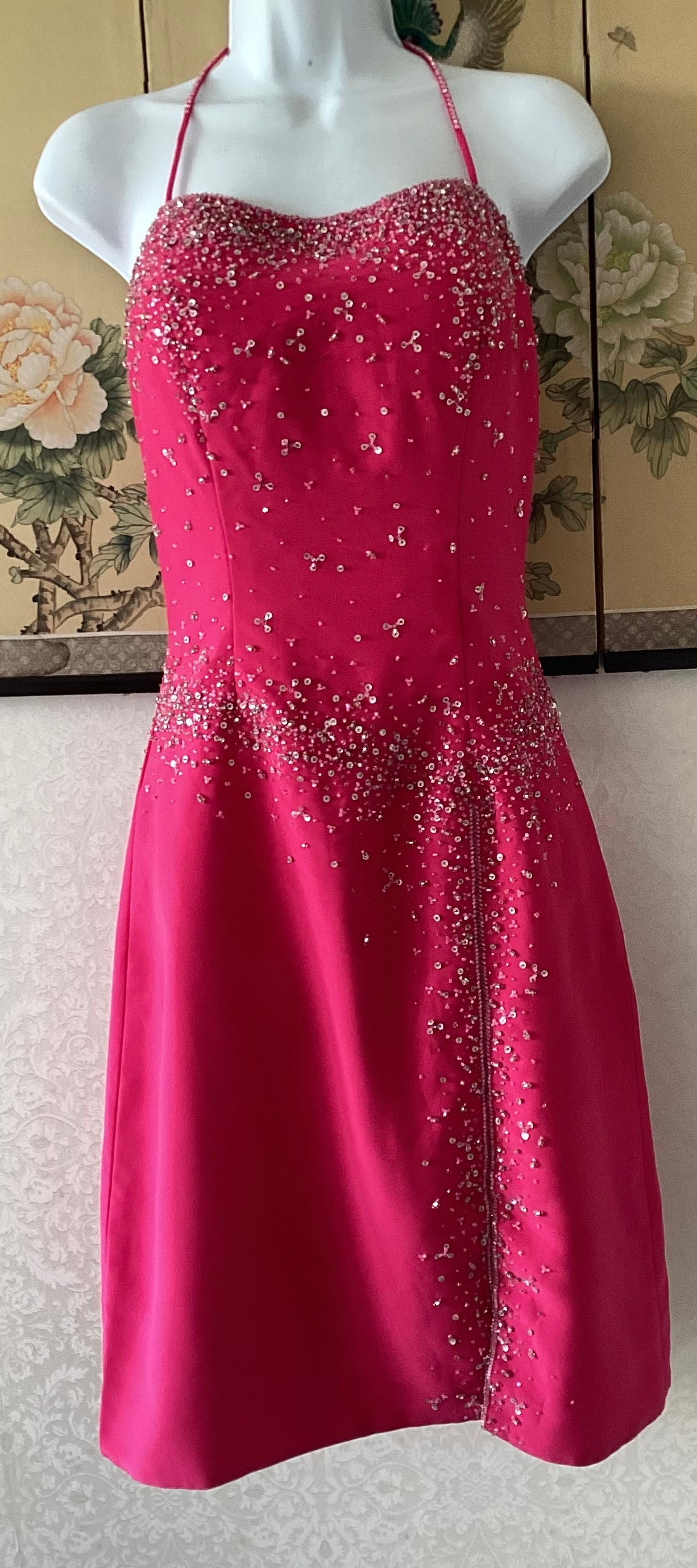 Pink Silver Sequin Cluster Evening Dress - Etsy