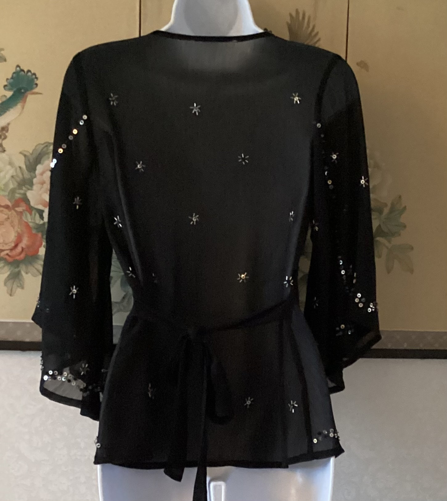 Silver Sequin Black Sheer Top - Etsy