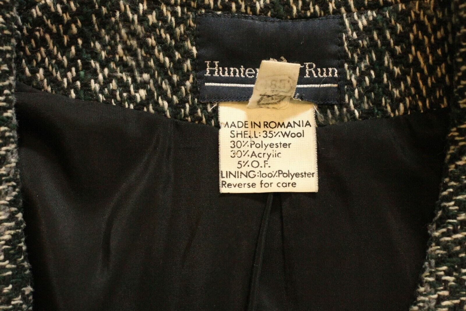 Vintage 80's HUNTERS RUN Women Single Breasted Glen Plaid Tweed Coat ...