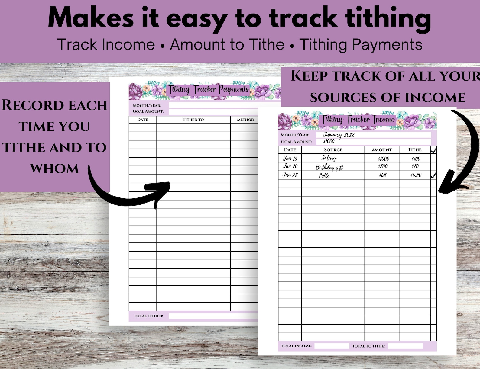 Tithing Tracker | Tithe Tracker | Tithe Log | Printable | US Letter, A4 ...