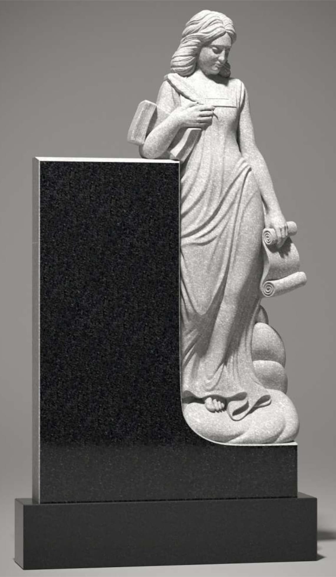 Custom Mourning Woman Headstone - Lady Statue Memorial Grave Marker ...