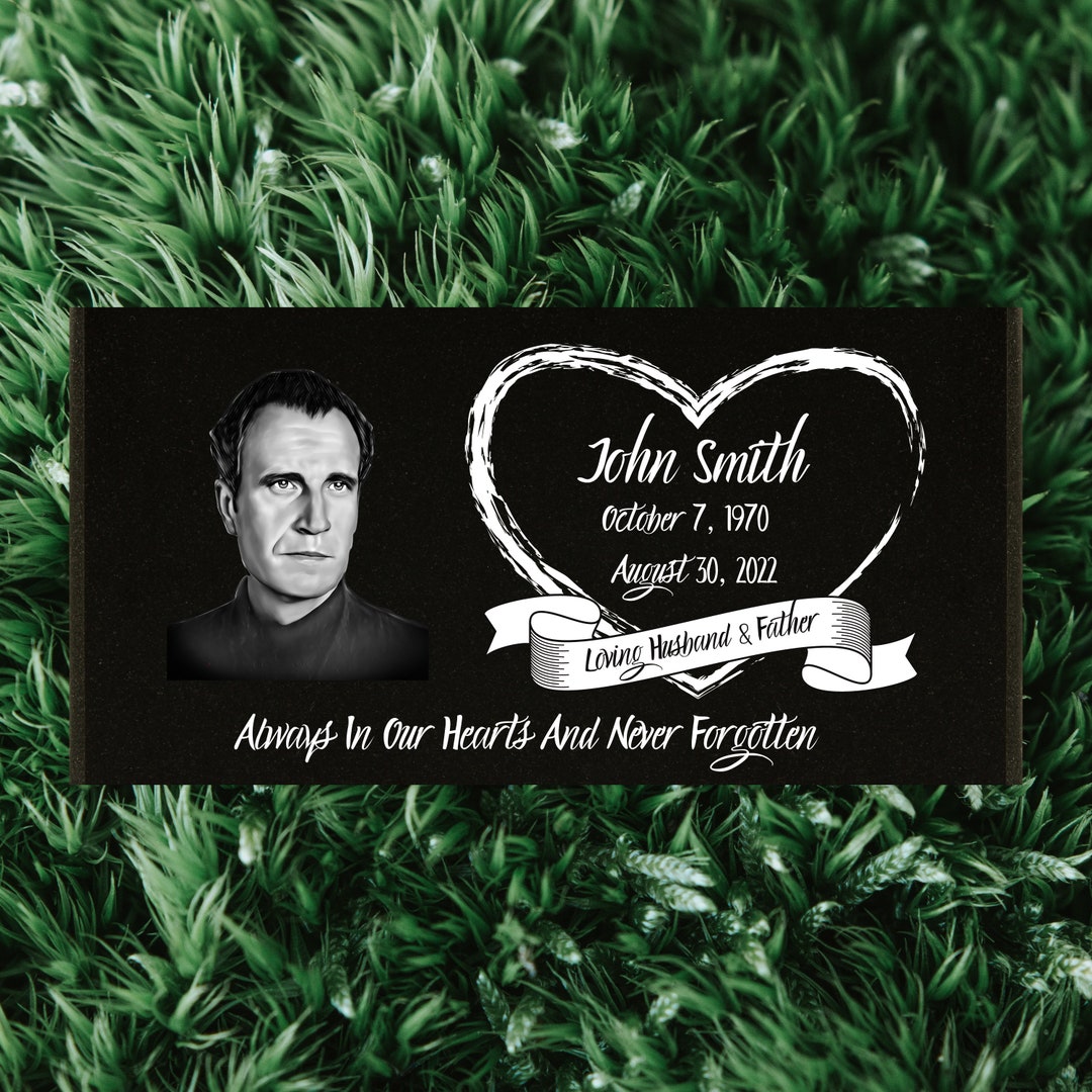 Personalized Engraved Granite Memorial Stone With Portrait - Etsy