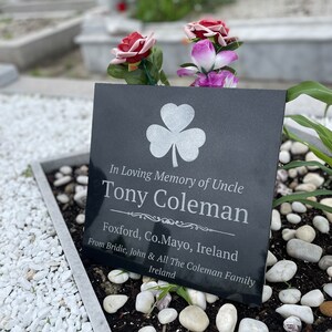 Personalized Irish Memorial Stone: Shamrock & Celtic Harp Grave Marker ...