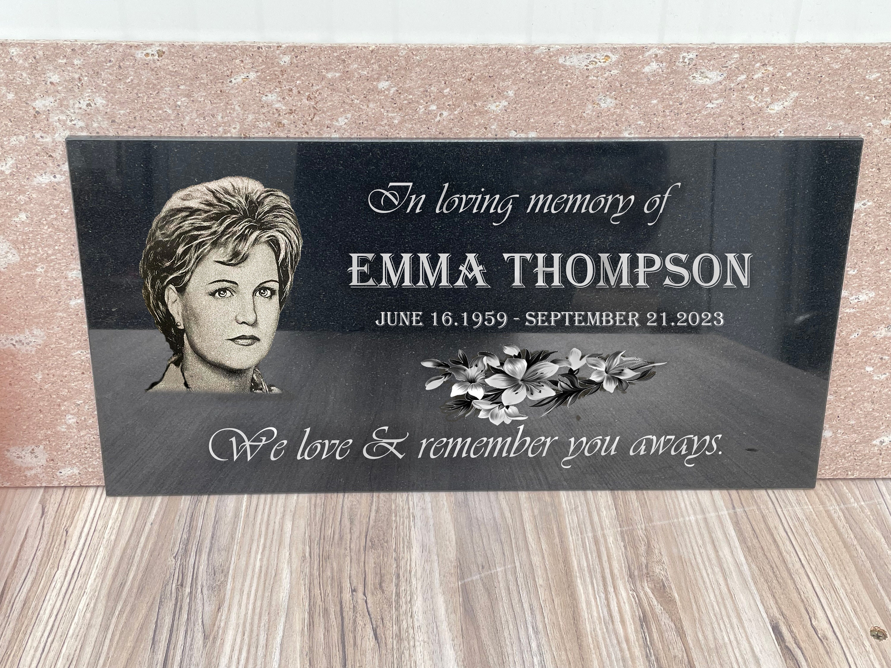 Personalized Portrait Memorial Plaque, Engraved Memorial Headstone ...