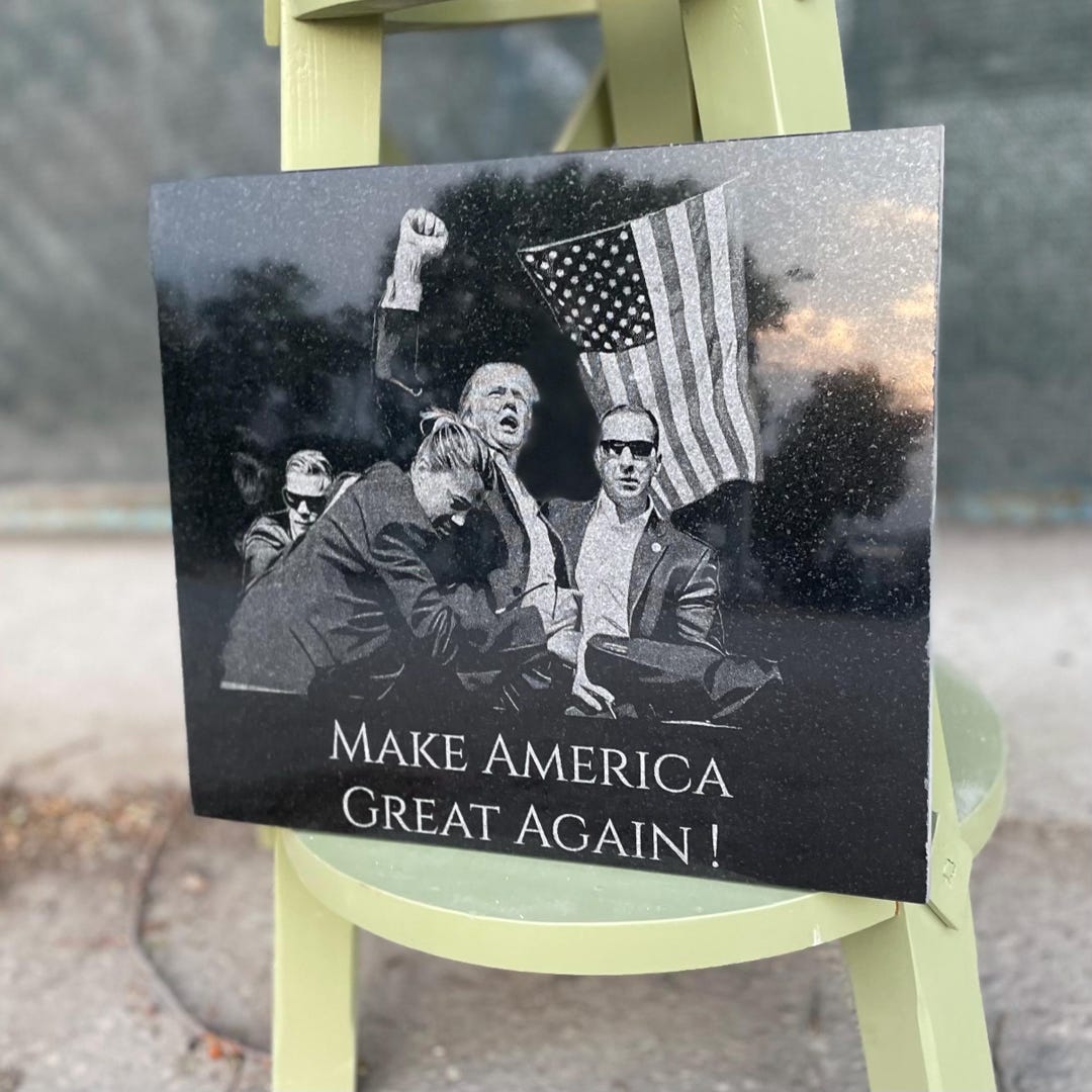 Donald Trump Stone, America Great Again, Engraved Trump Shot Picture ...