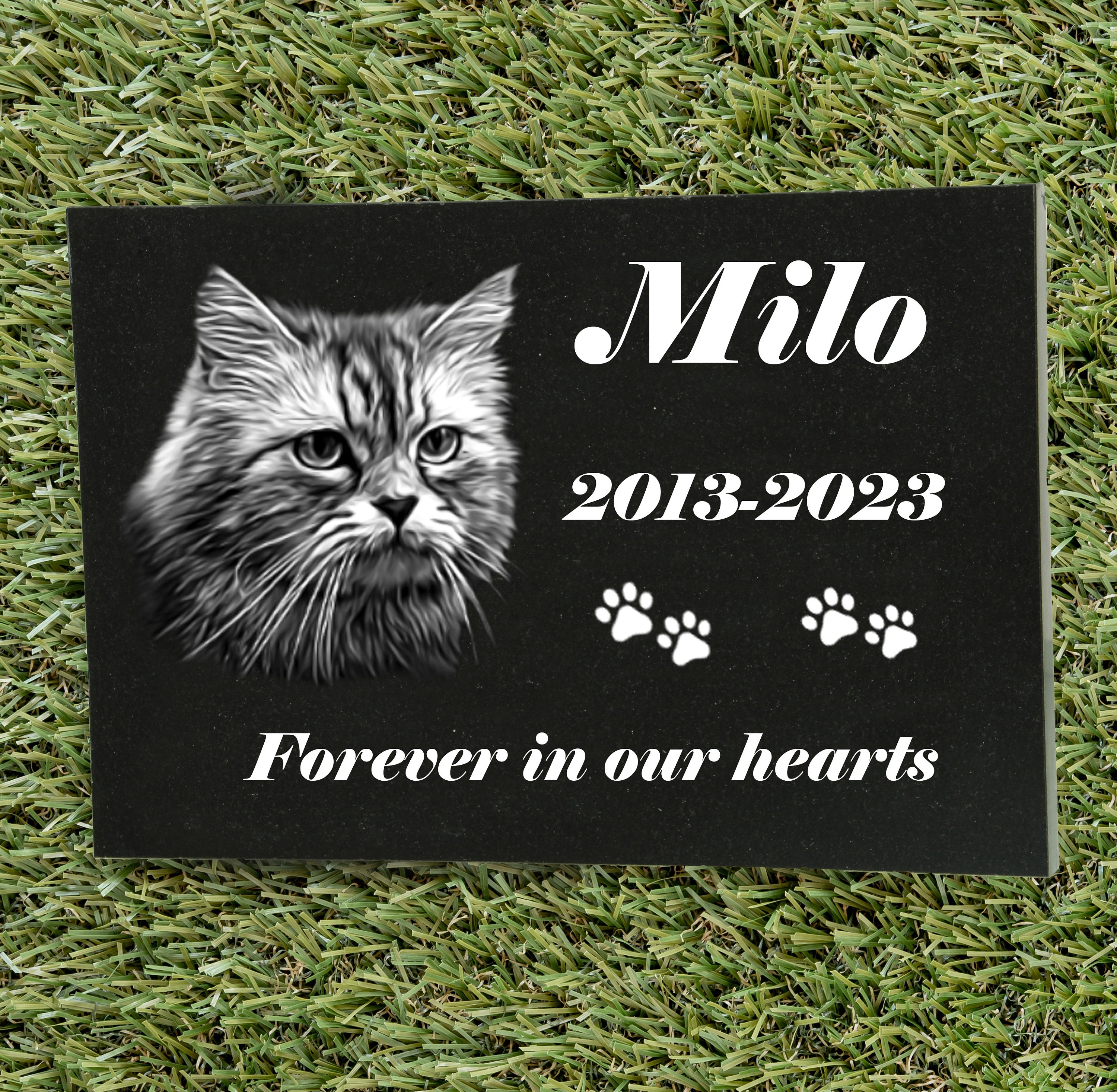 Cats Memorial Stone, Personalized Engraved Photo, Cat Gravestone, Cat ...