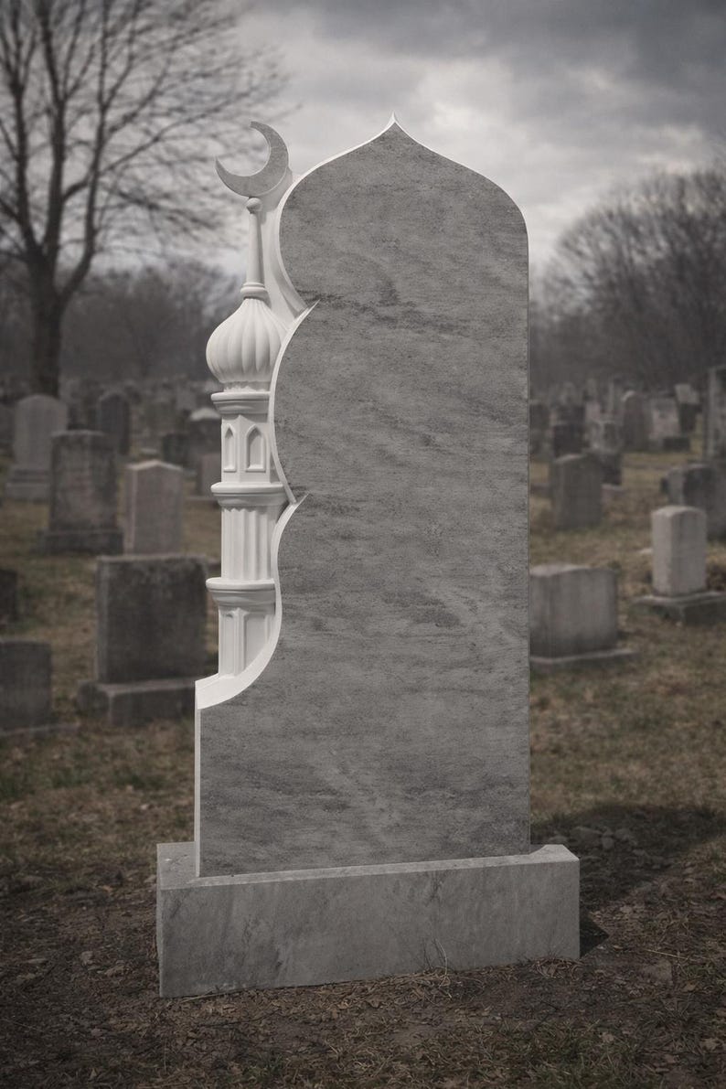 Islamic Grey Granite Headstone – Mosque & Crescent Grave Marker - Etsy