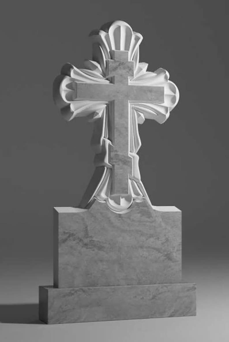 Christian Cross Marble Headstone – Custom Religious Tombstone for ...