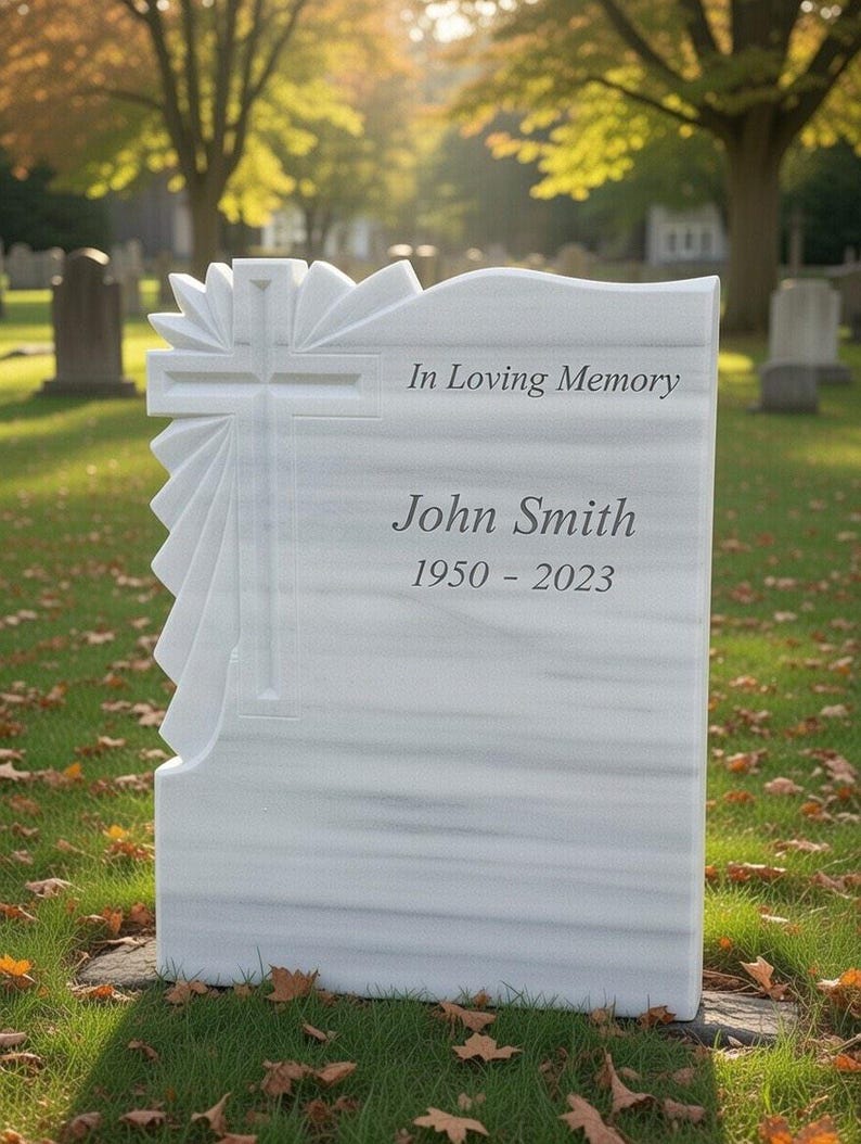 Marble Headstone 90x70cm | Custom Memorial Gravestone | Personalized ...